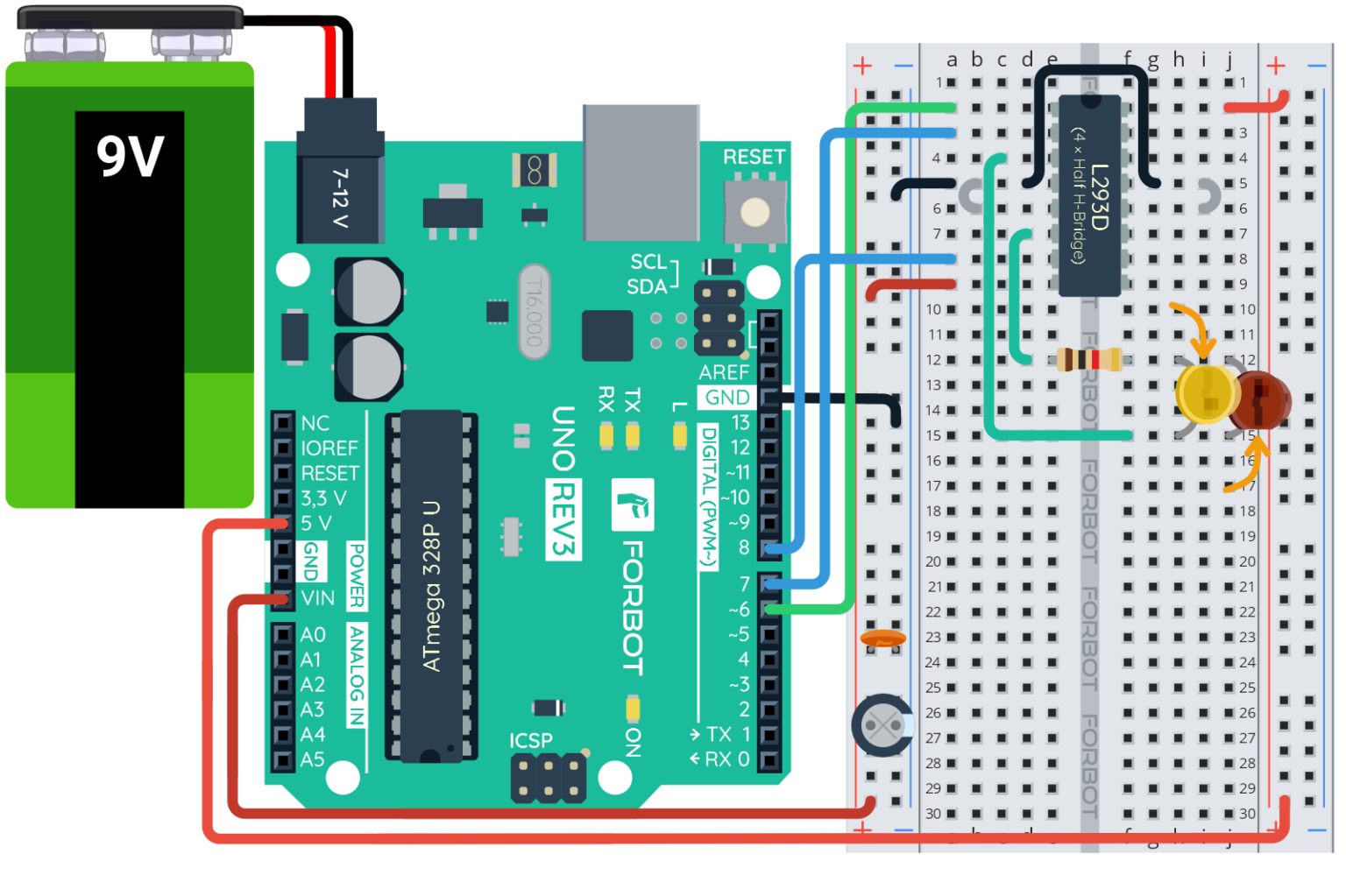 Arduino-Kurs - #8 - DC-Motorsteuerung, for Schleife - FORBOT